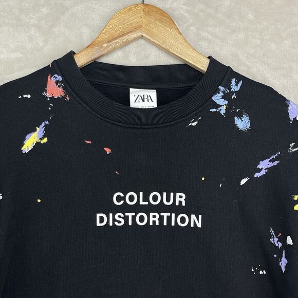 Zara | Shirts | Zara Mens Small Colour Distortion Dnwr Colab Paint Splatter Sweatshirt Grunge ...